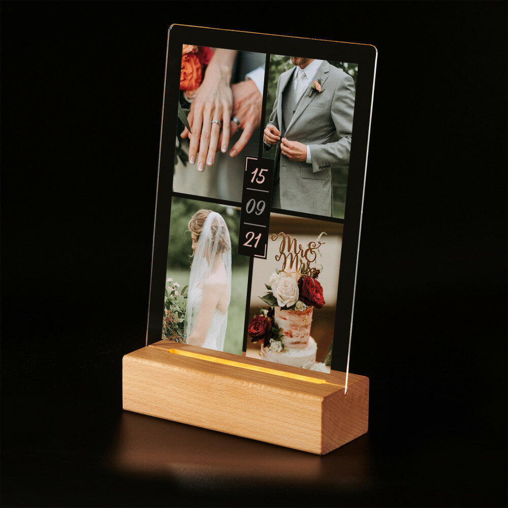 Data - Spauda ant akrilinio stiklo su LED stovu - MyGift.lt