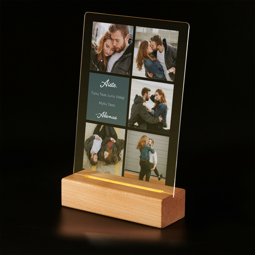 meilės - Spauda ant akrilinio stiklo su LED stovu - MyGift.lt