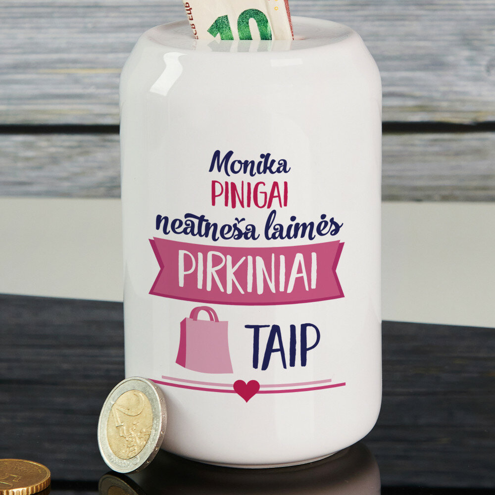 Pinigai neatneša laimės - Personalizuota taupyklė - MyGift.lt