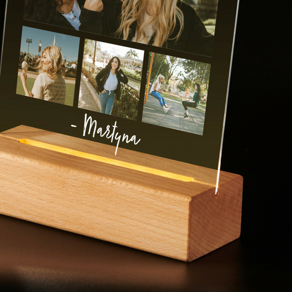 Draugės - Spauda ant akrilinio stiklo su LED stovu - MyGift.lt