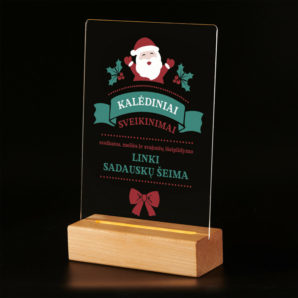 Kalėdiniai sveikinimai - Spauda ant akrilinio stiklo su LED stovu ...