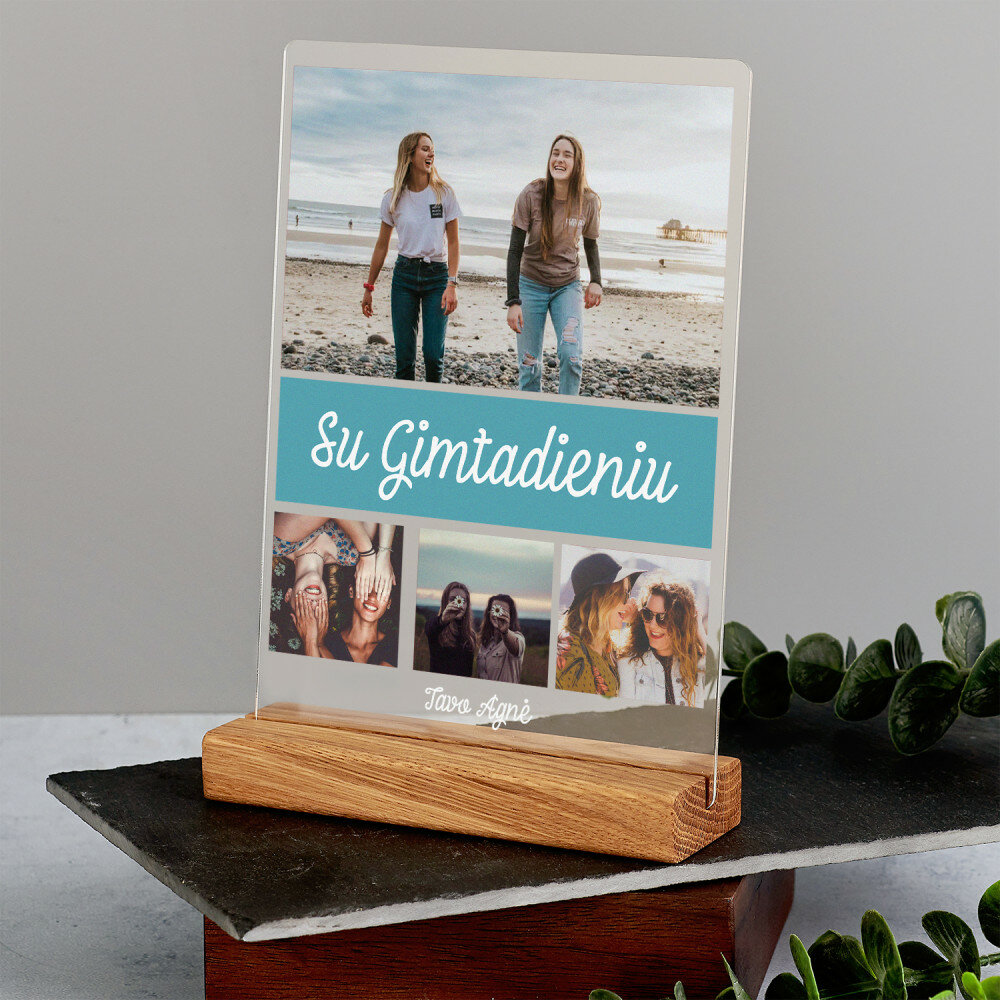 Gimtadienis nuotraukos - Spauda ant akrilinio stiklo su stovu - MyGift.lt