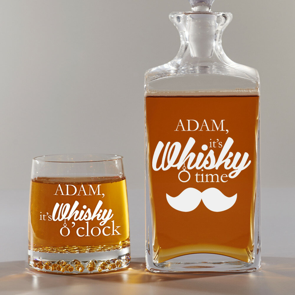 Whisky time - Graviruotų grafino ir viskio taurių rinkinys - MyGift.lt