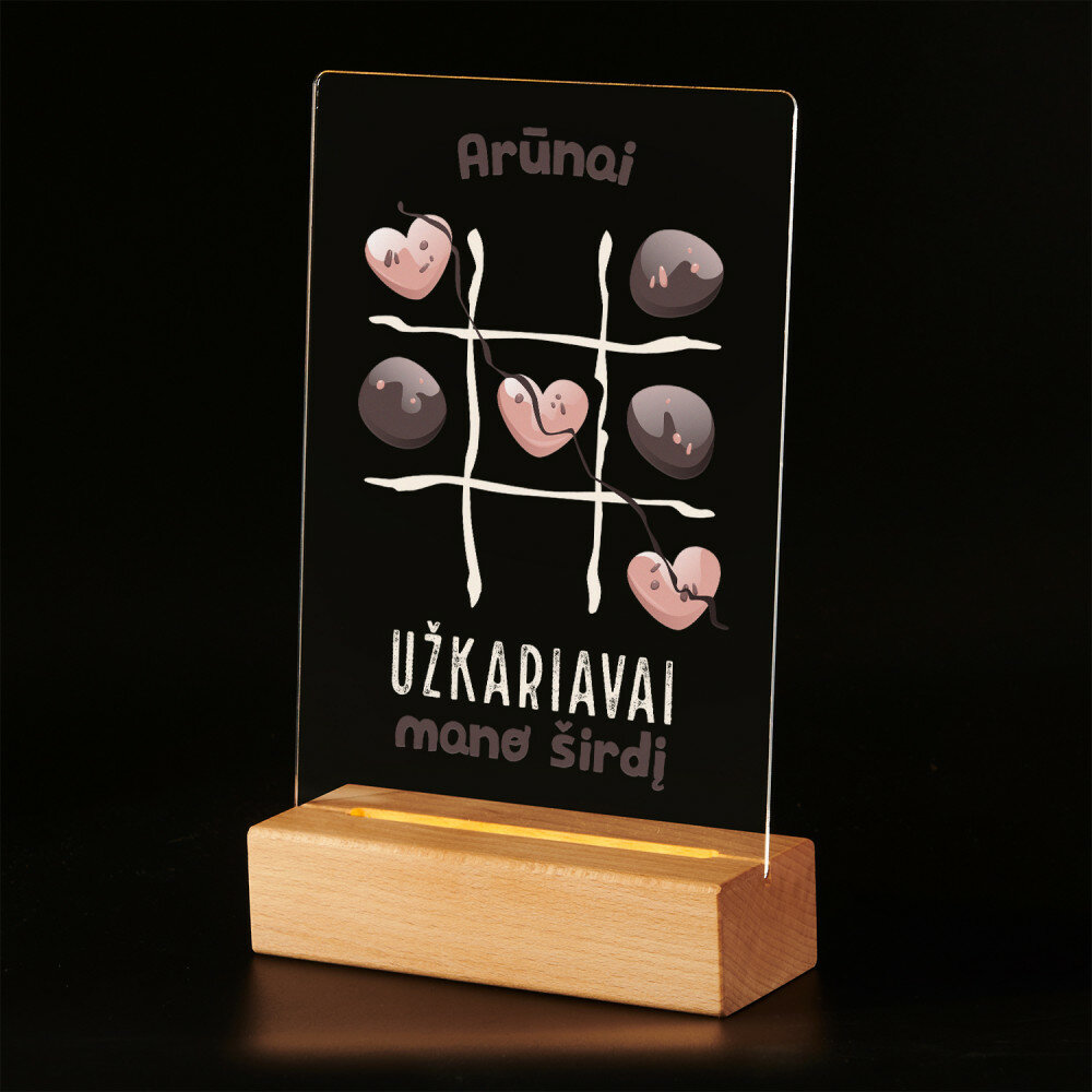 Užkariavai mano širdį - Spauda ant akrilinio stiklo su LED stovu ...
