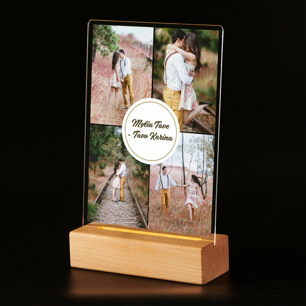Nuotraukos - Spauda ant akrilinio stiklo su LED stovu - MyGift.lt